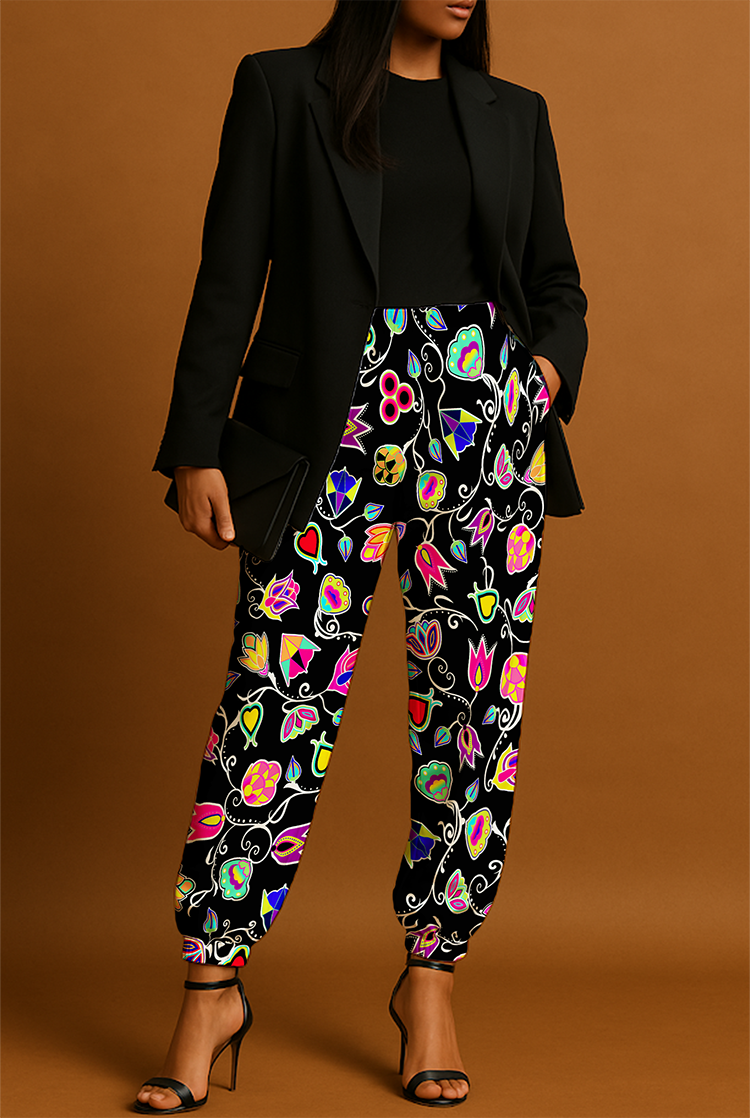 Indigenous Paisley Black Ribbon Jogger Pants